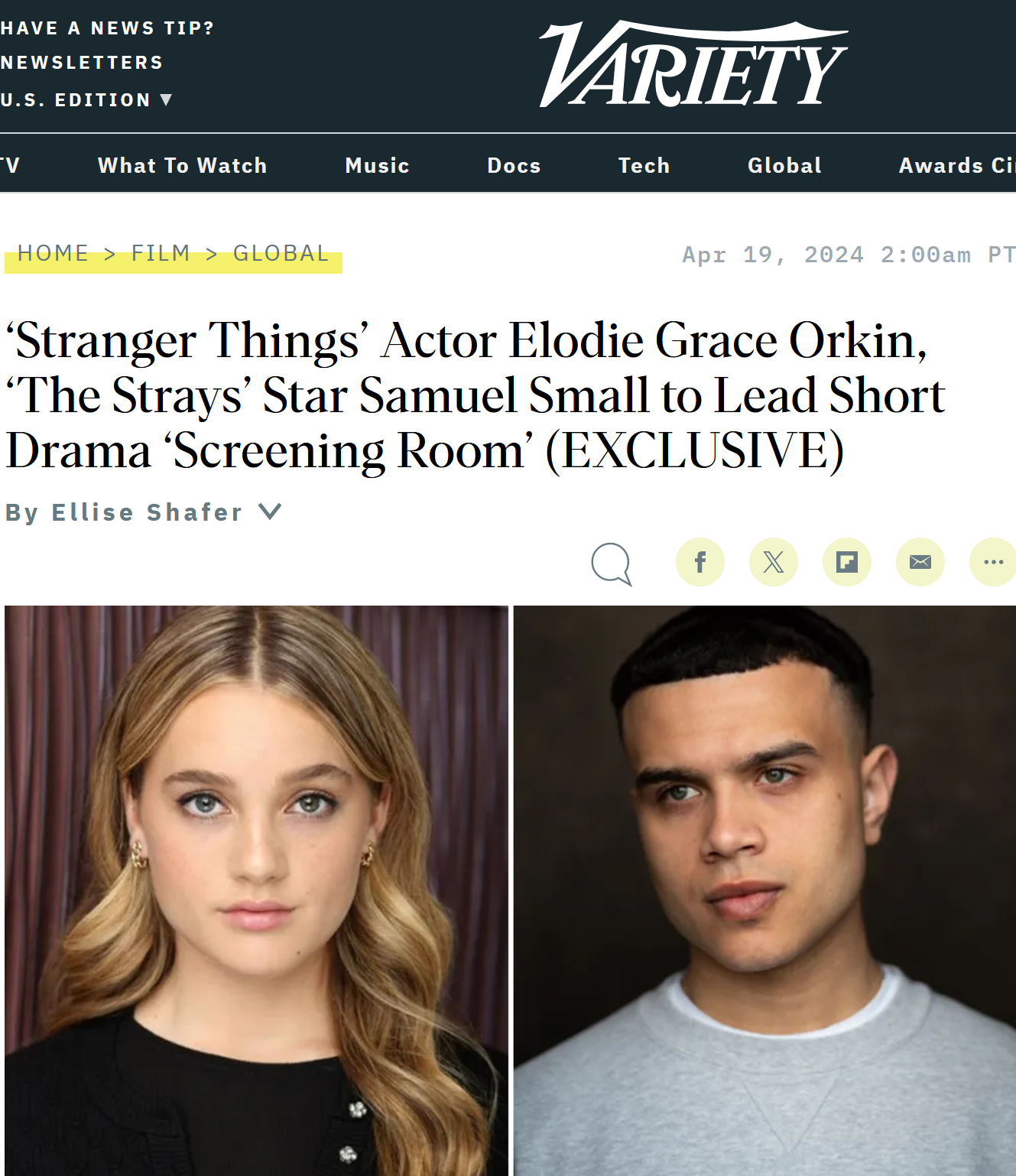 COMPLETION OF SCREENING ROOM ANNOUNCED BY VARIETY