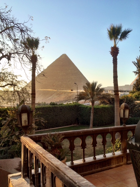 MY TERRACE OVERLOOKED THE PYRAMIDS