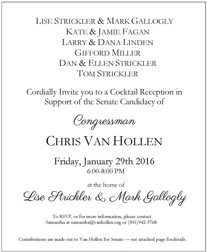 SUPPORT CONGRESSMAN VAN HOLLEN